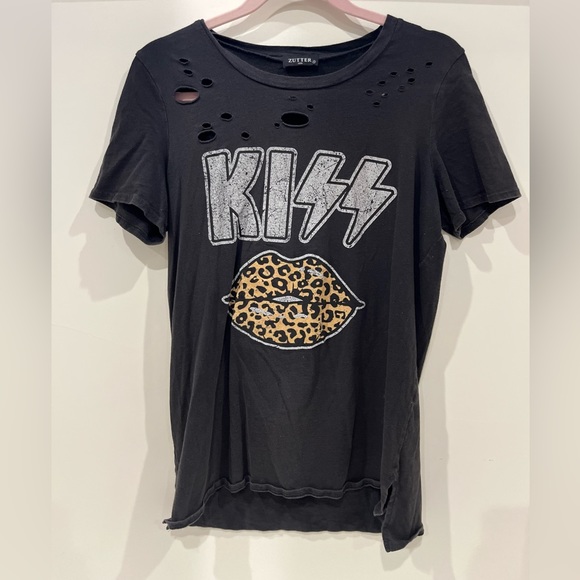 zutter | Tops | Zutter Distressed Cotton Kiss Tee Shirt | Poshmark